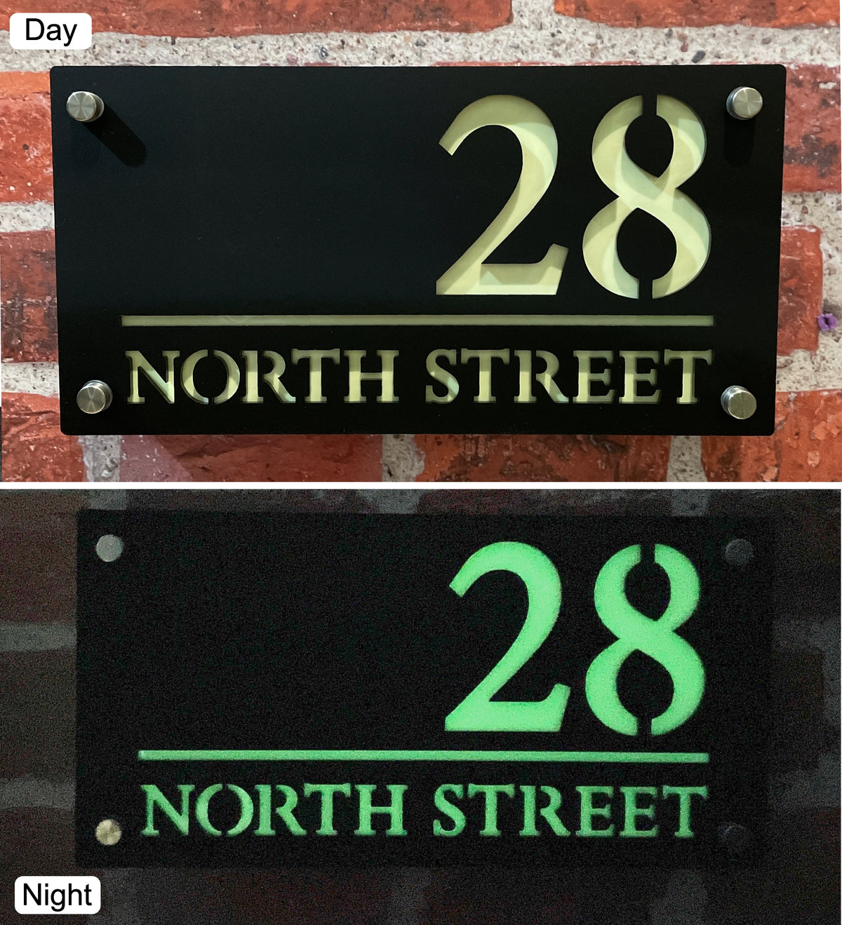 Majestic Glow In The Dark House Number Sign Laser Cut Door Name Plaque ...