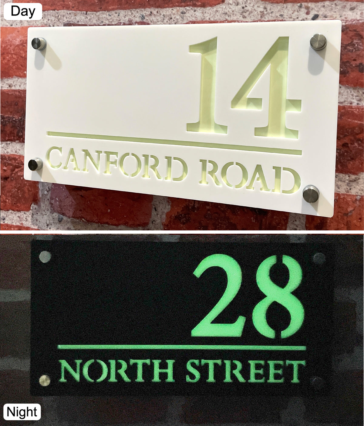 Majestic Glow In The Dark House Number Sign Laser Cut Door Name Plaque ...