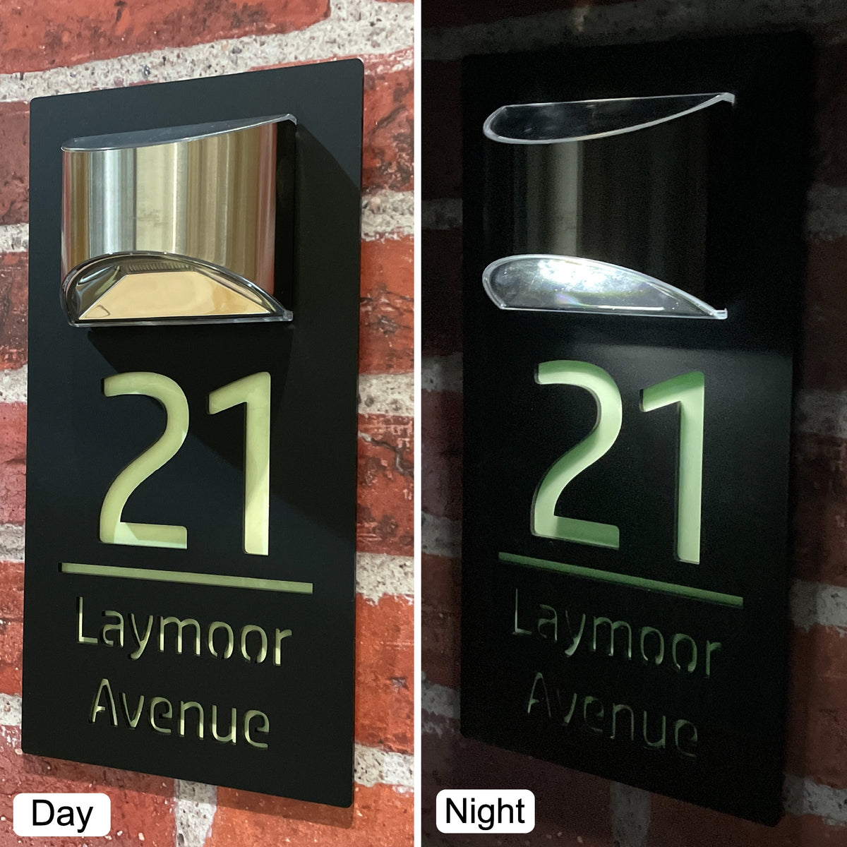 Grandeur Solar Glow In The Dark House Number Sign With Solar Light Las ...