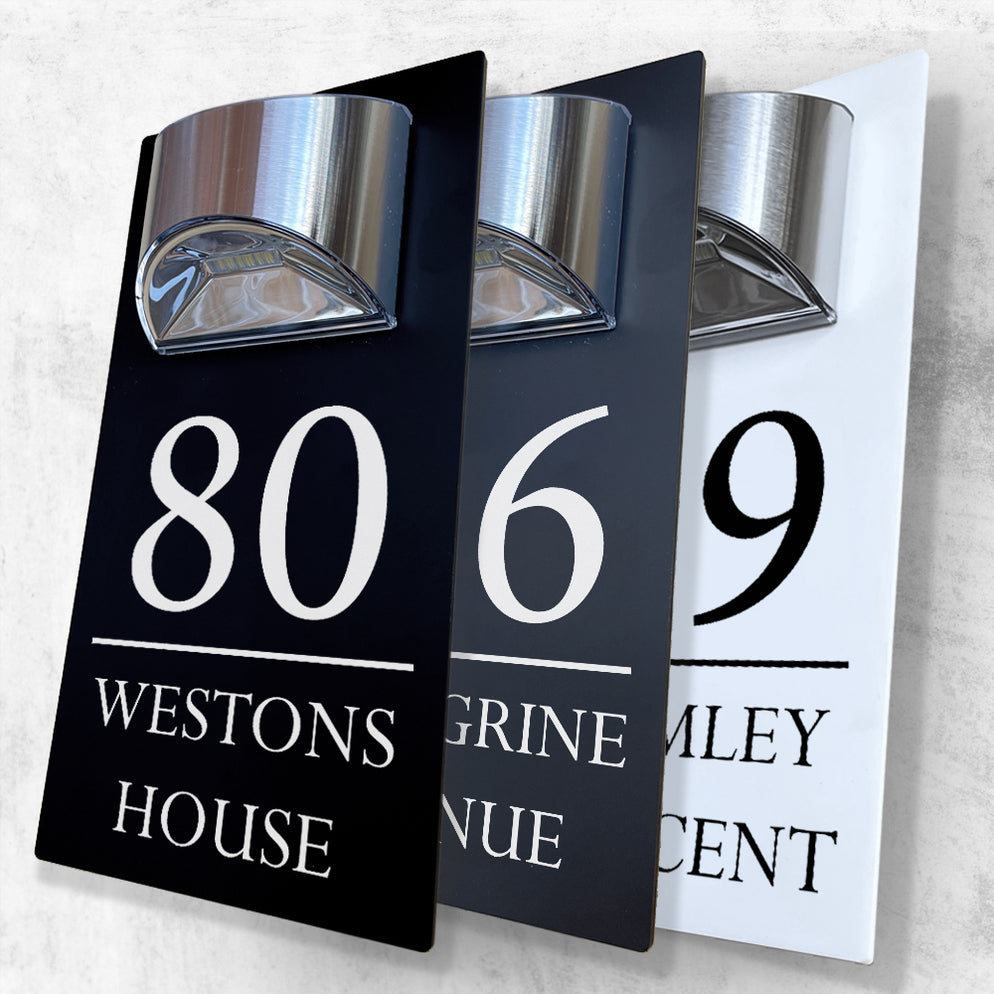 Grandeur Modern Solar House Number Sign With Solar Light Door Name Pla ...