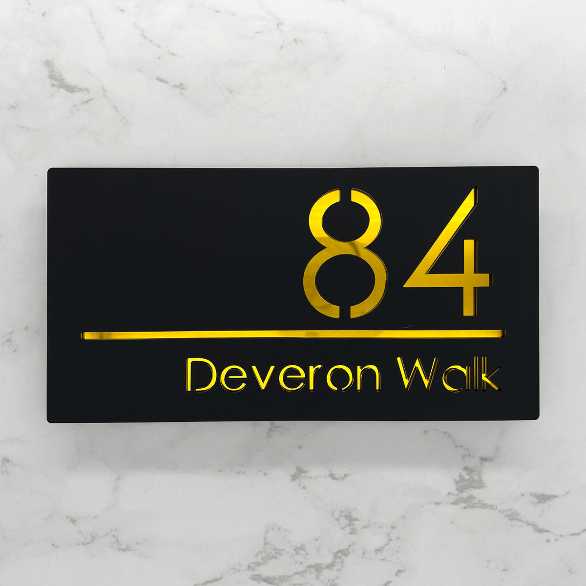 Premier House Number Sign Modern Floating Style Door Name Plaque - Gol ...