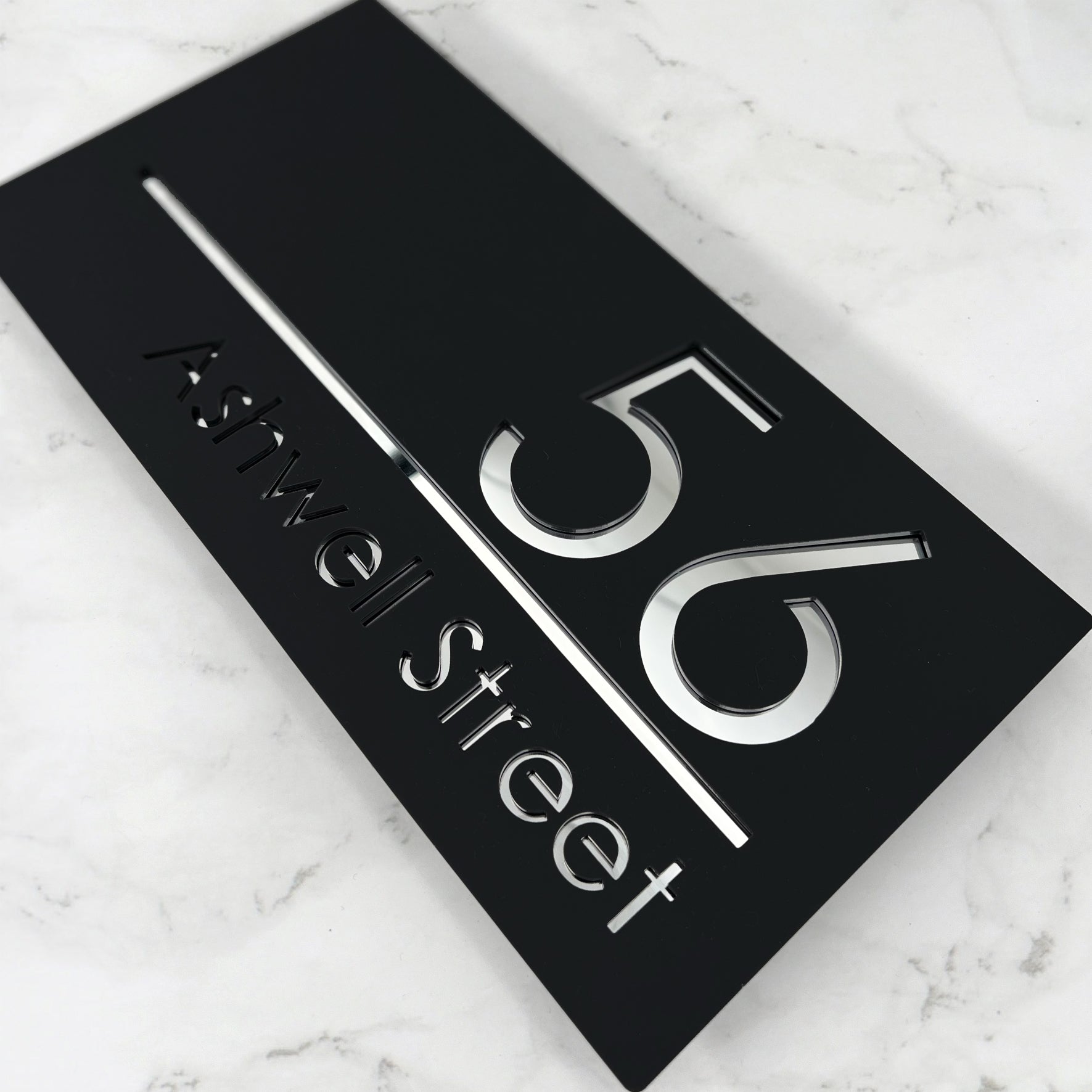 Premier House Number Sign Modern Floating Style Door Name Plaque - Sil ...