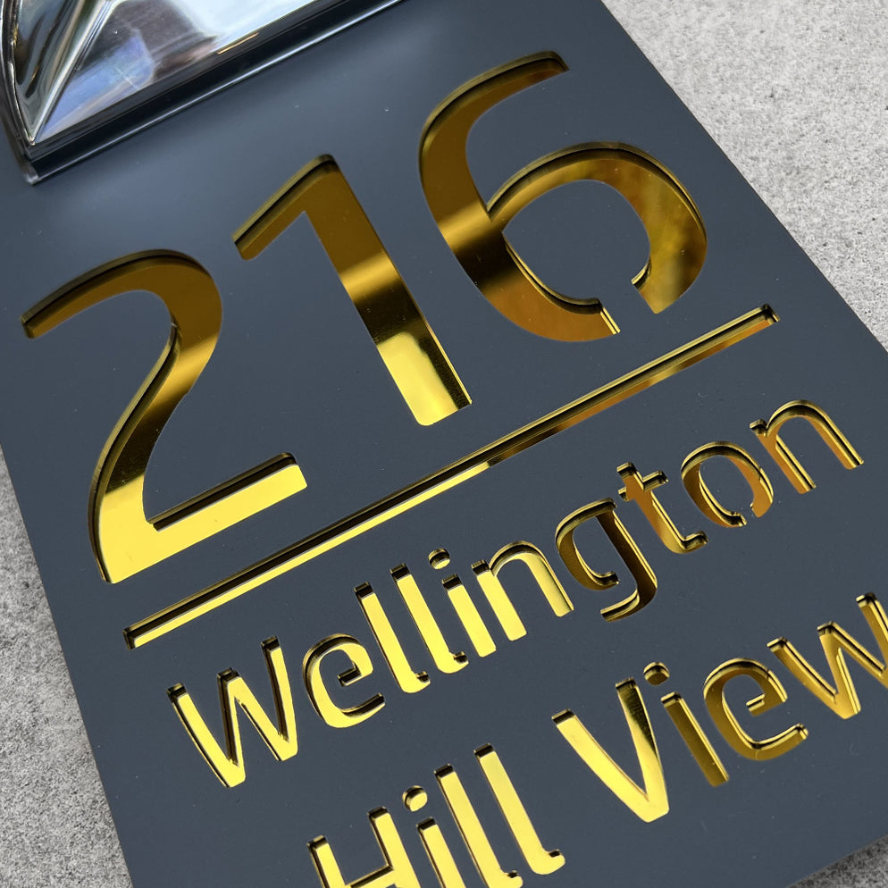 Grandeur Solar House Number Sign With Solar Light Laser Cut Door Name ...