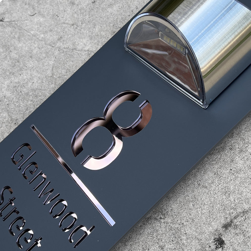 Grandeur Solar House Number Sign With Solar Light Laser Cut Door Name ...
