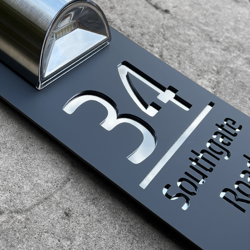 Grandeur Solar House Number Sign With Solar Light Laser Cut Door Name ...