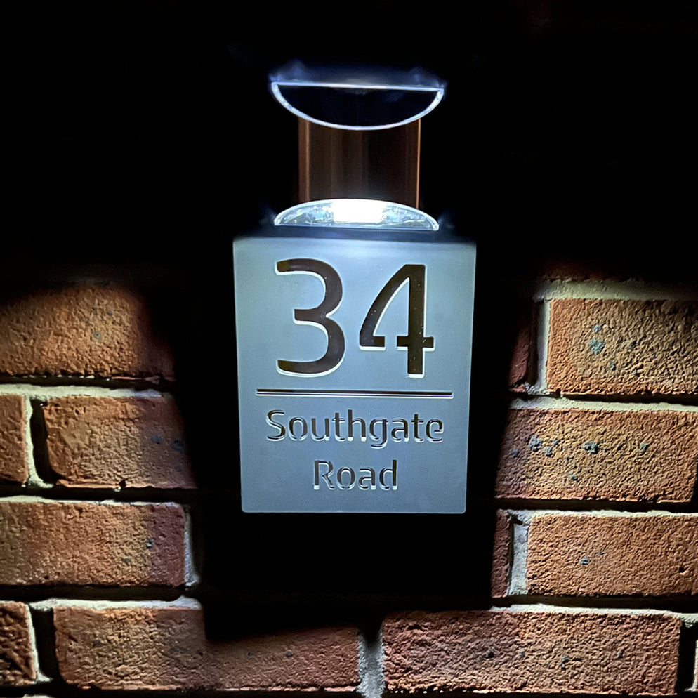 Grandeur Solar House Number Sign With Solar Light Laser Cut Door Name ...