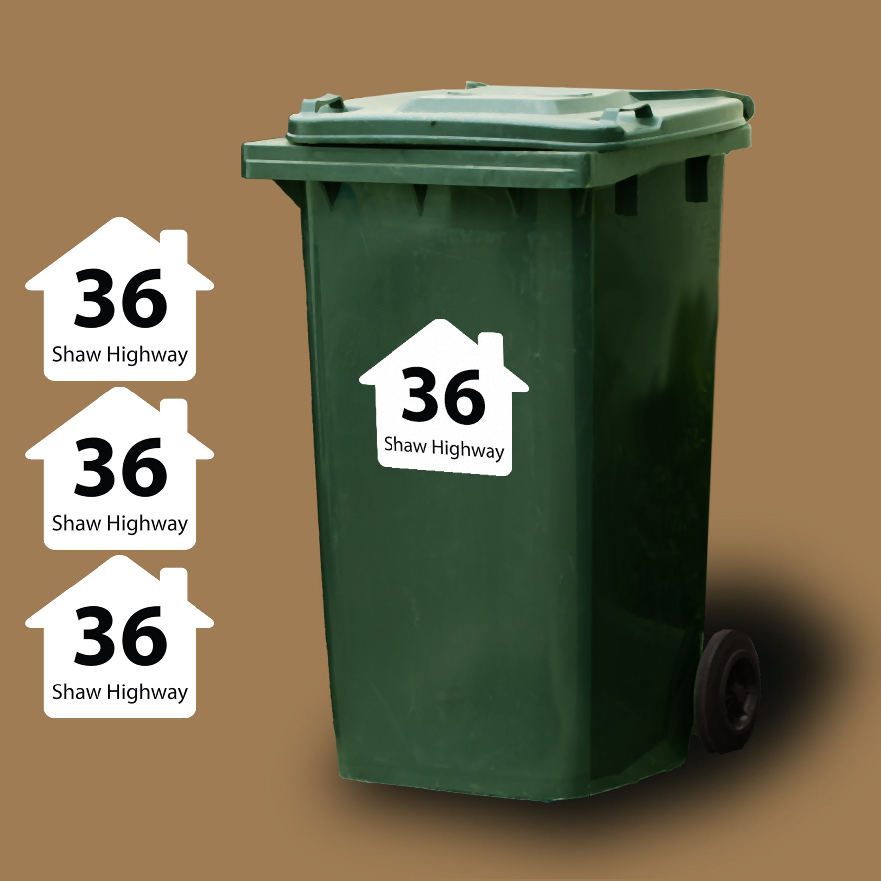 Extra Large House Shape Wheelie Bin Number Stickers 190mm x 180mm - 3 ...