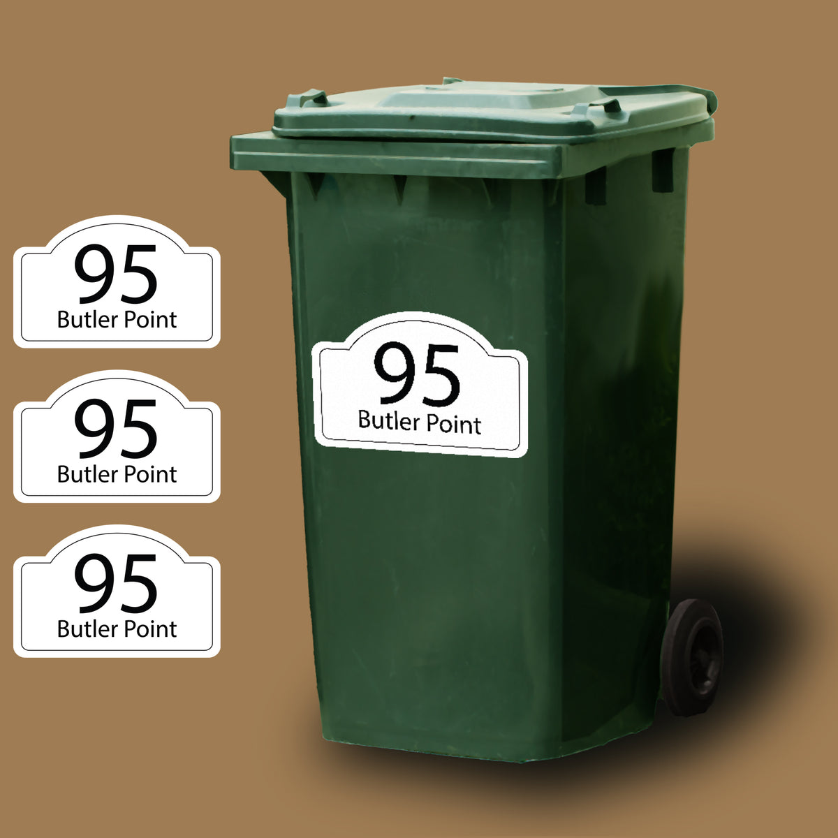 Extra Large Top Curve Shape Wheelie Bin Number Stickers 280mm x 180mm ...