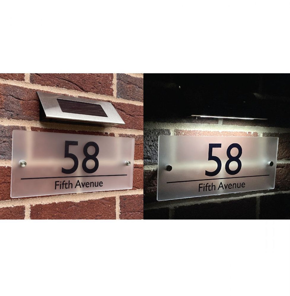 Large Frosted Solar House Number Signs With Solar Light Centre Style D ...