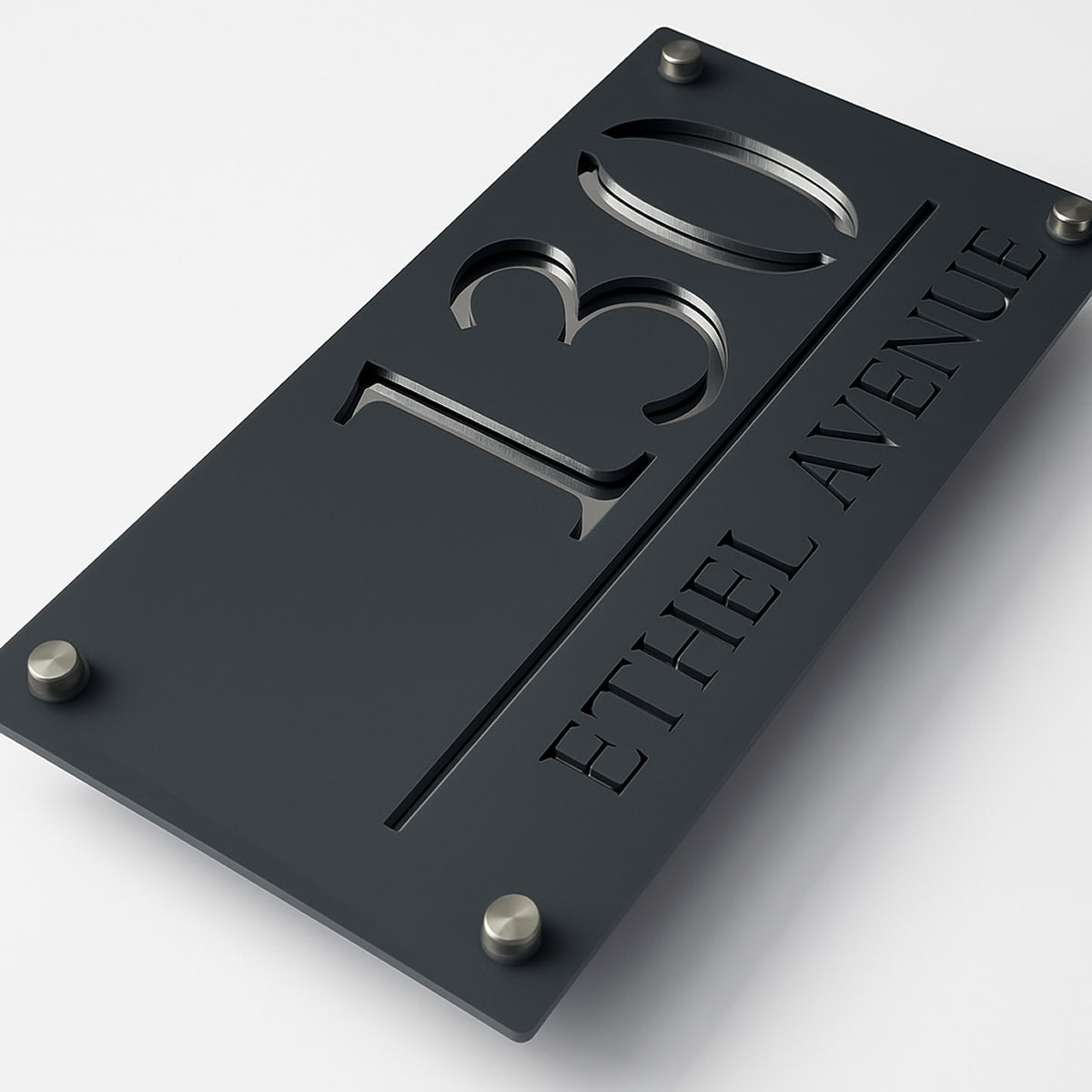 Majestic House Number Sign Modern Style Door Name Plaque - Grey and Si ...