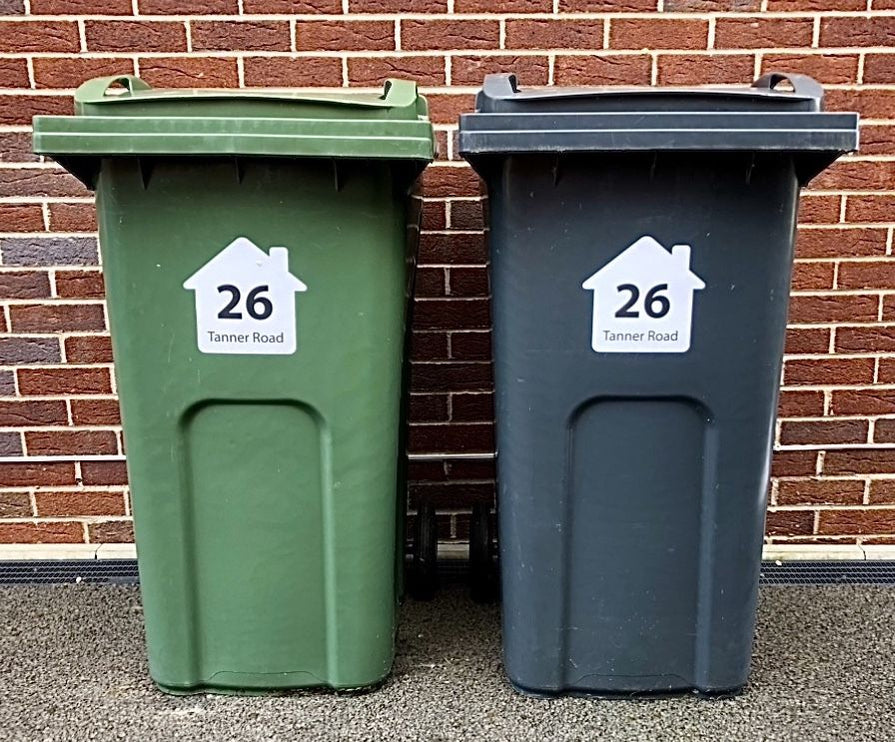 Extra Large House Shape Wheelie Bin Number Stickers 190mm x 180mm - 3 ...