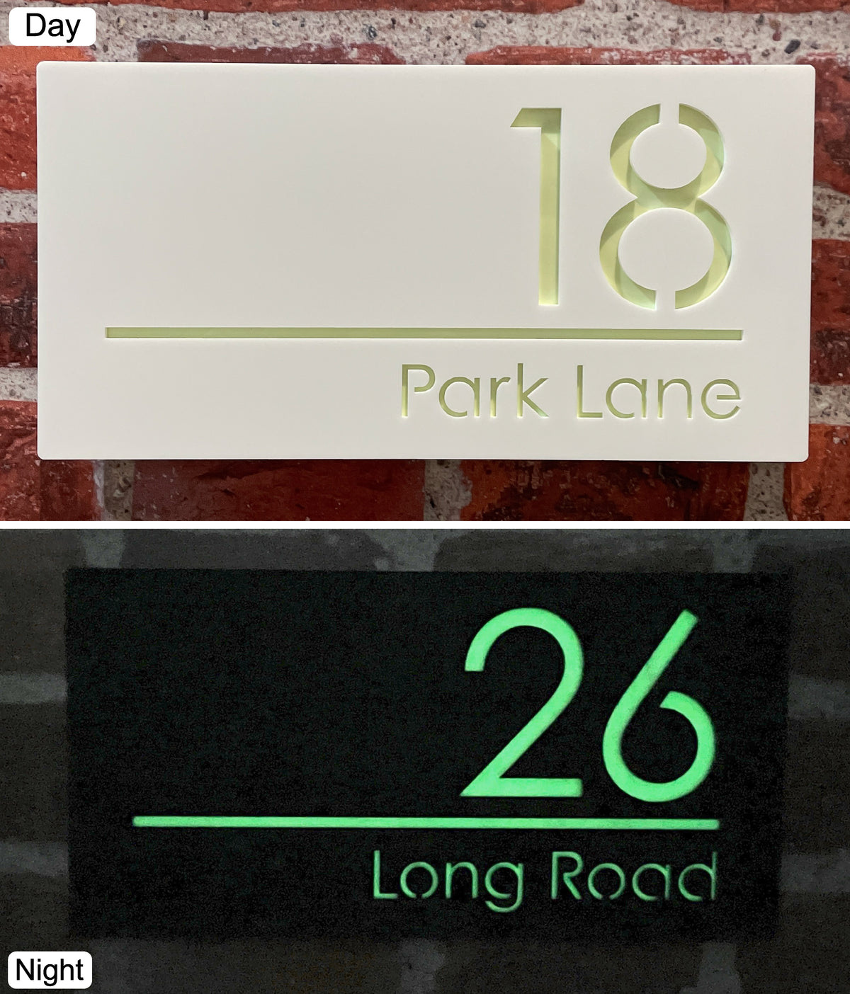 Premier Glow In The Dark House Number Sign Laser Cut Door Name Plaque ...