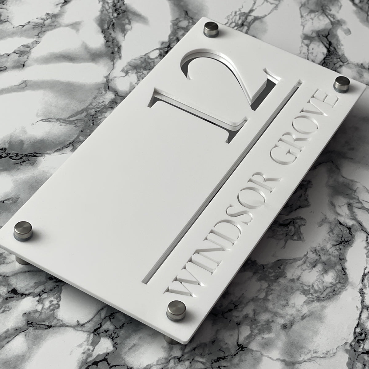 Majestic House Number Sign Modern Style Door Name Plaque - White and S ...