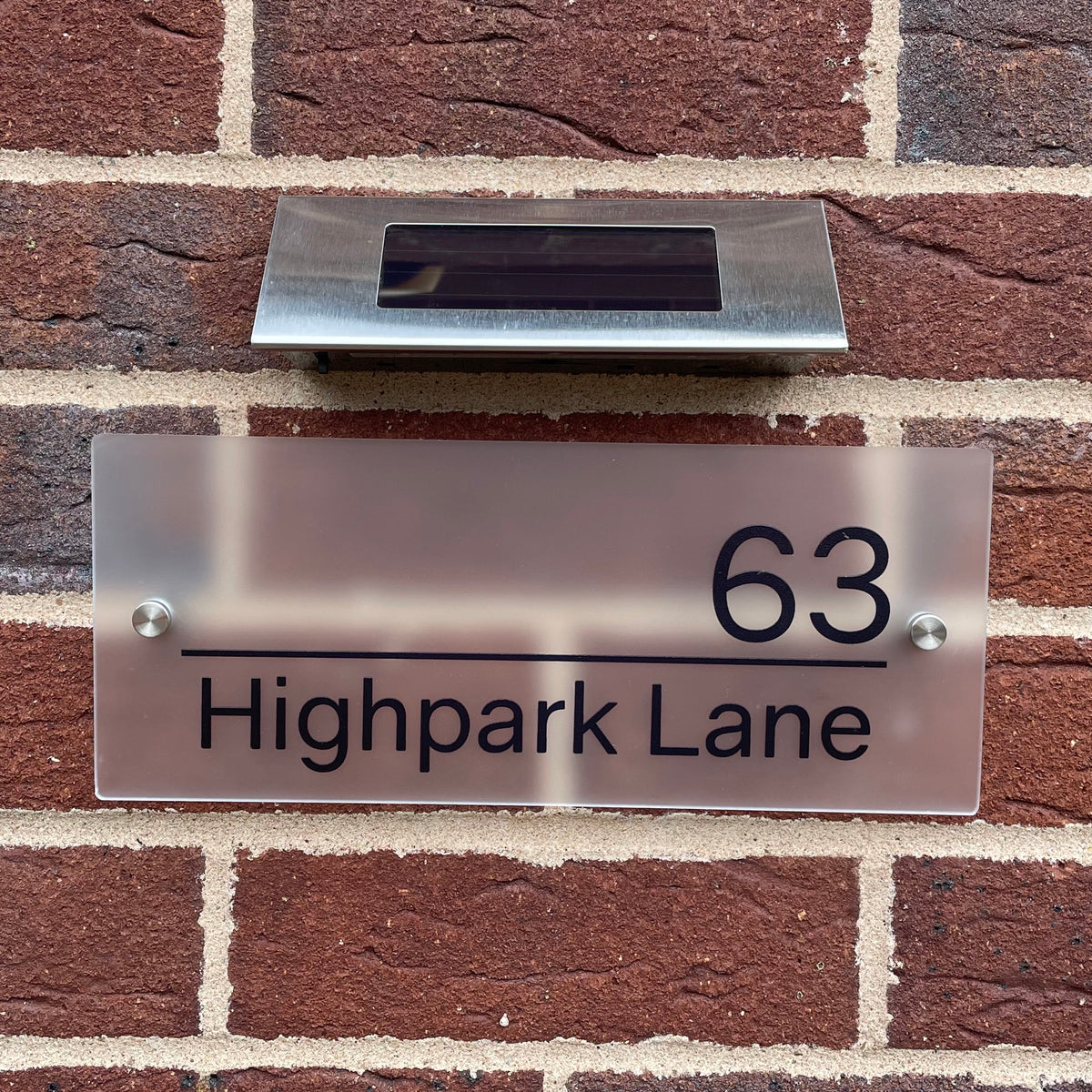 Large Frosted Solar House Number Signs With Solar Light Black Line Sty ...