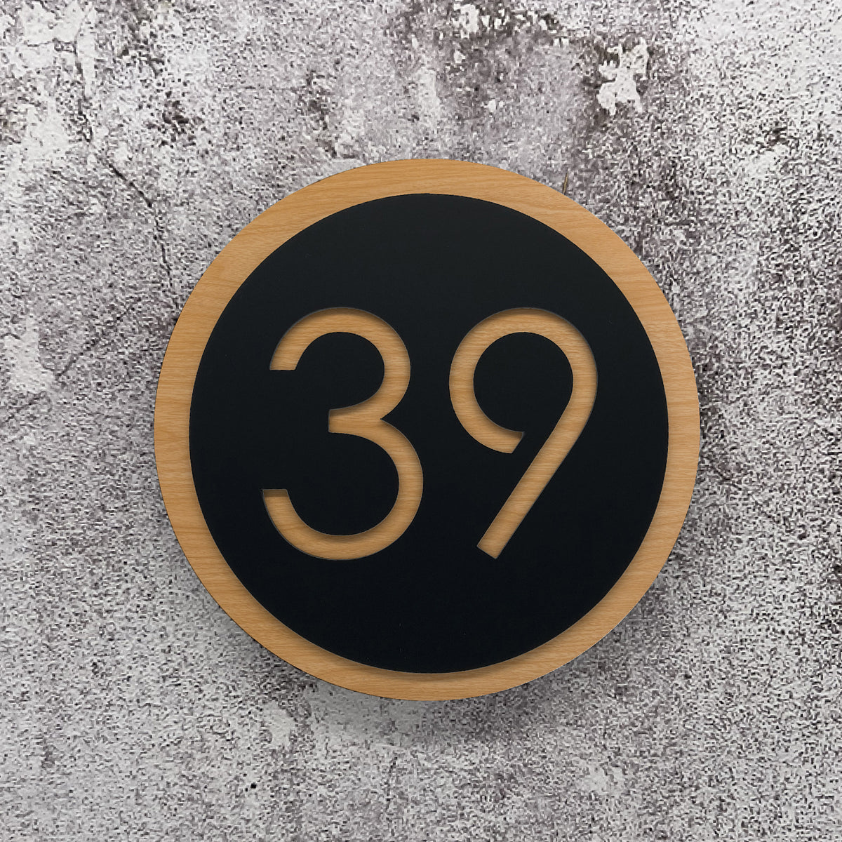 RegalRound Circle Wooden House Number Sign Floating Style Door Name Pl ...