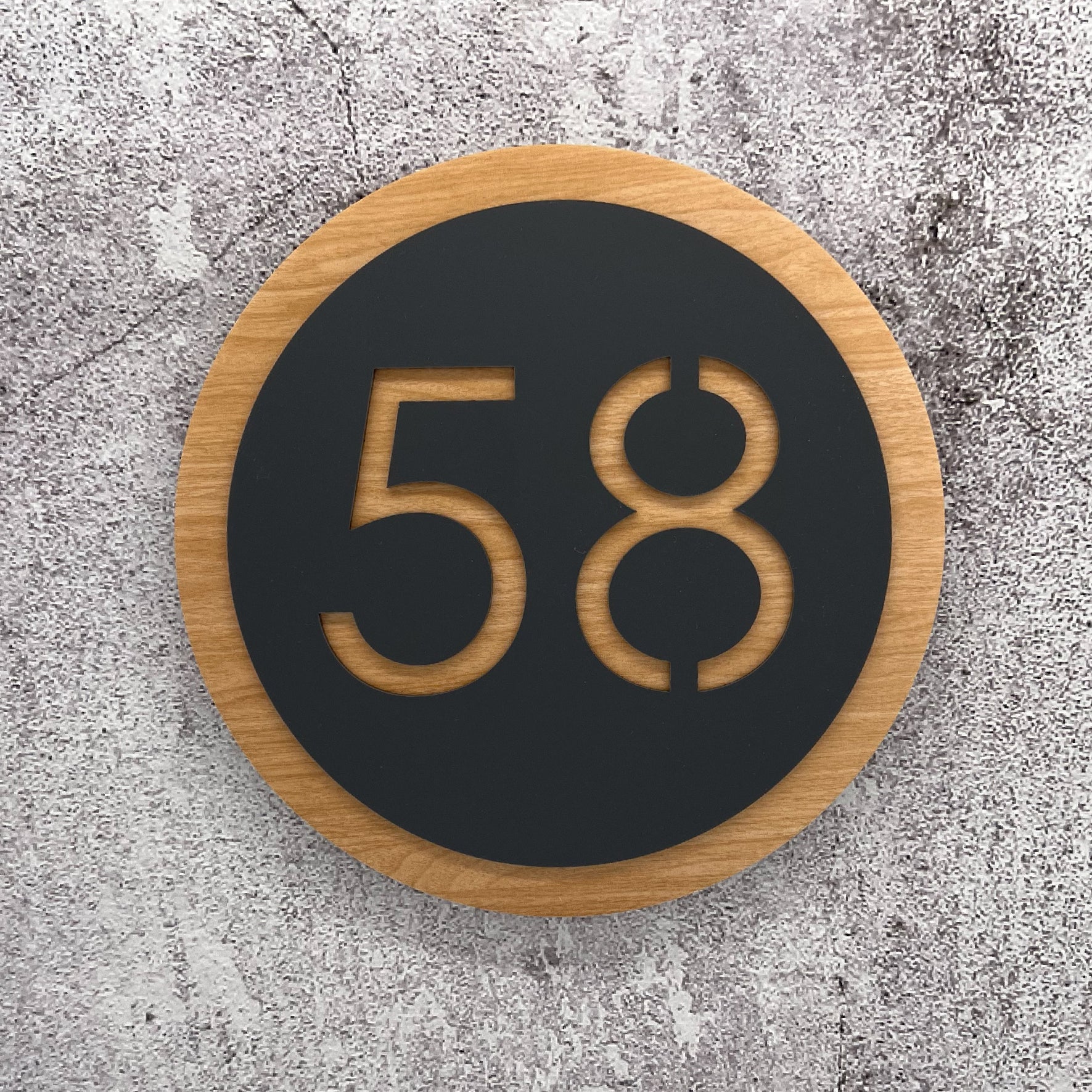 RegalRound Circle Wooden House Number Sign Floating Style Door Name Pl ...