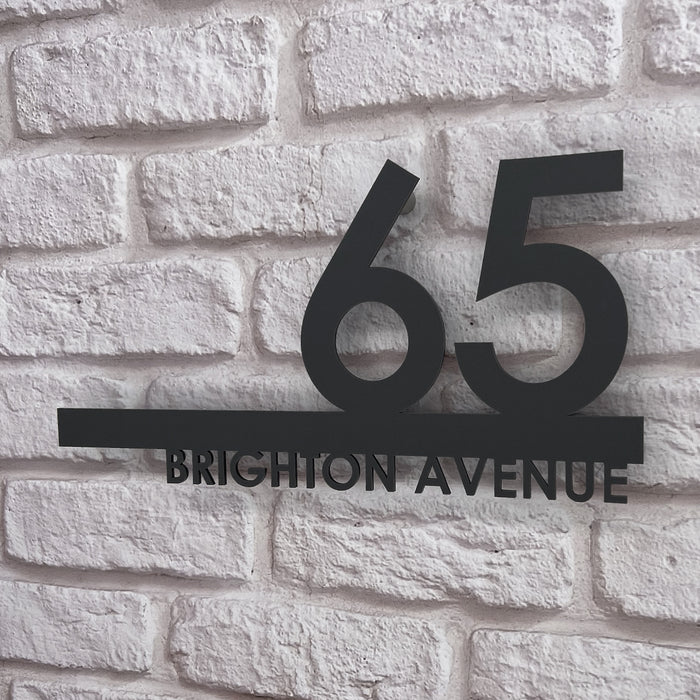 Elysium House Number Sign Laser Cut Door Name Plaque - Grey — Perfect ...