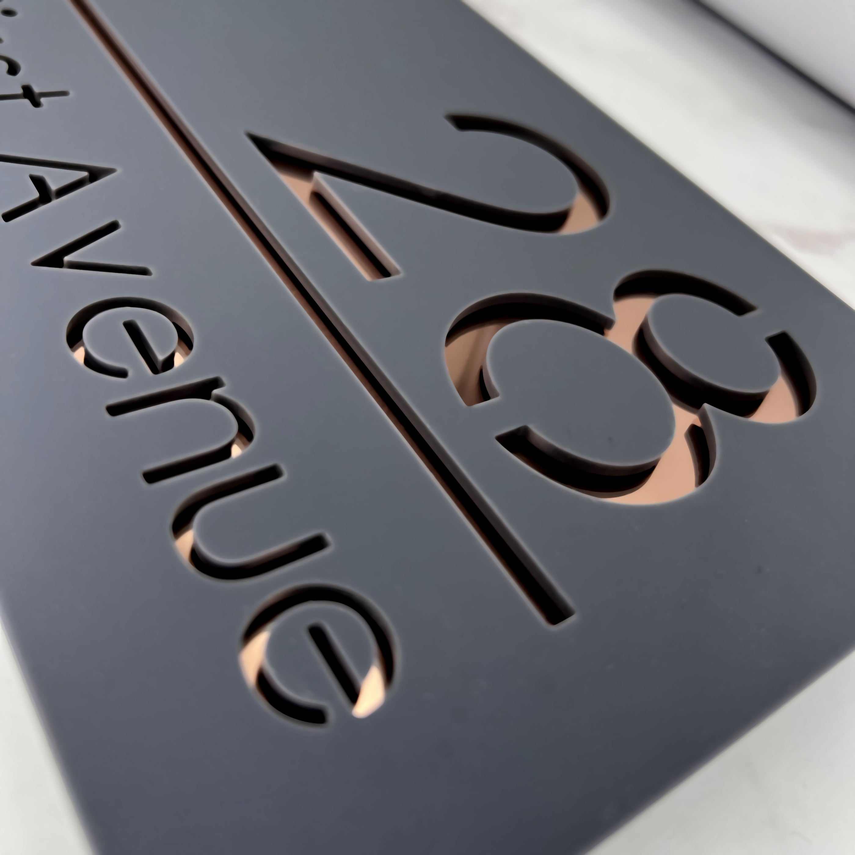 Premier House Number Sign Modern Floating Style Door Name Plaque - Ros ...