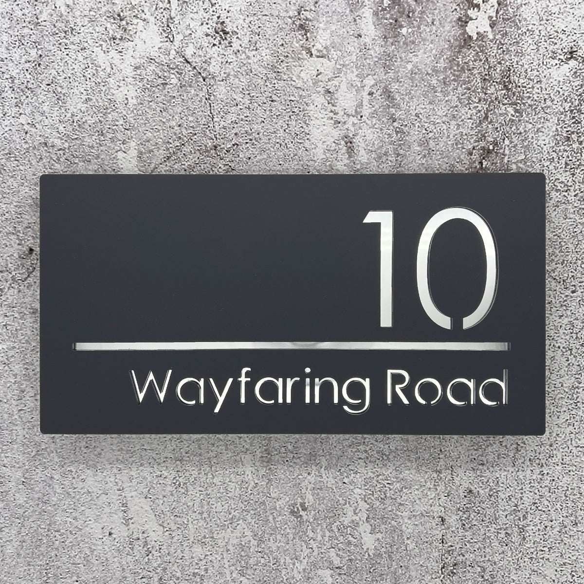 Premier House Number Sign Modern Floating Style Door Name Plaque - Sil ...