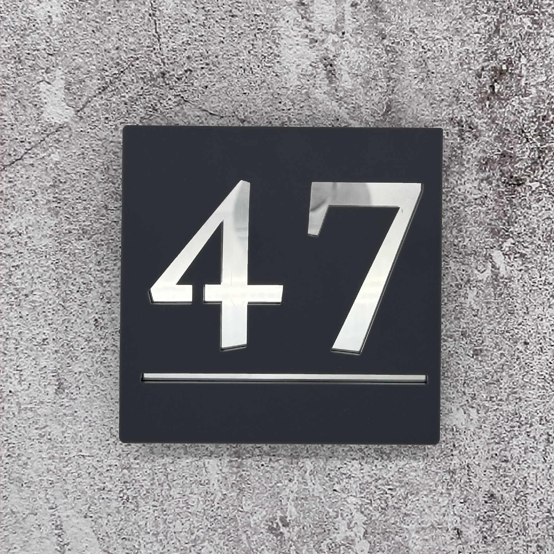 Aria House Number Sign Square Style Door Name Plaque - Silver — Perfect ...