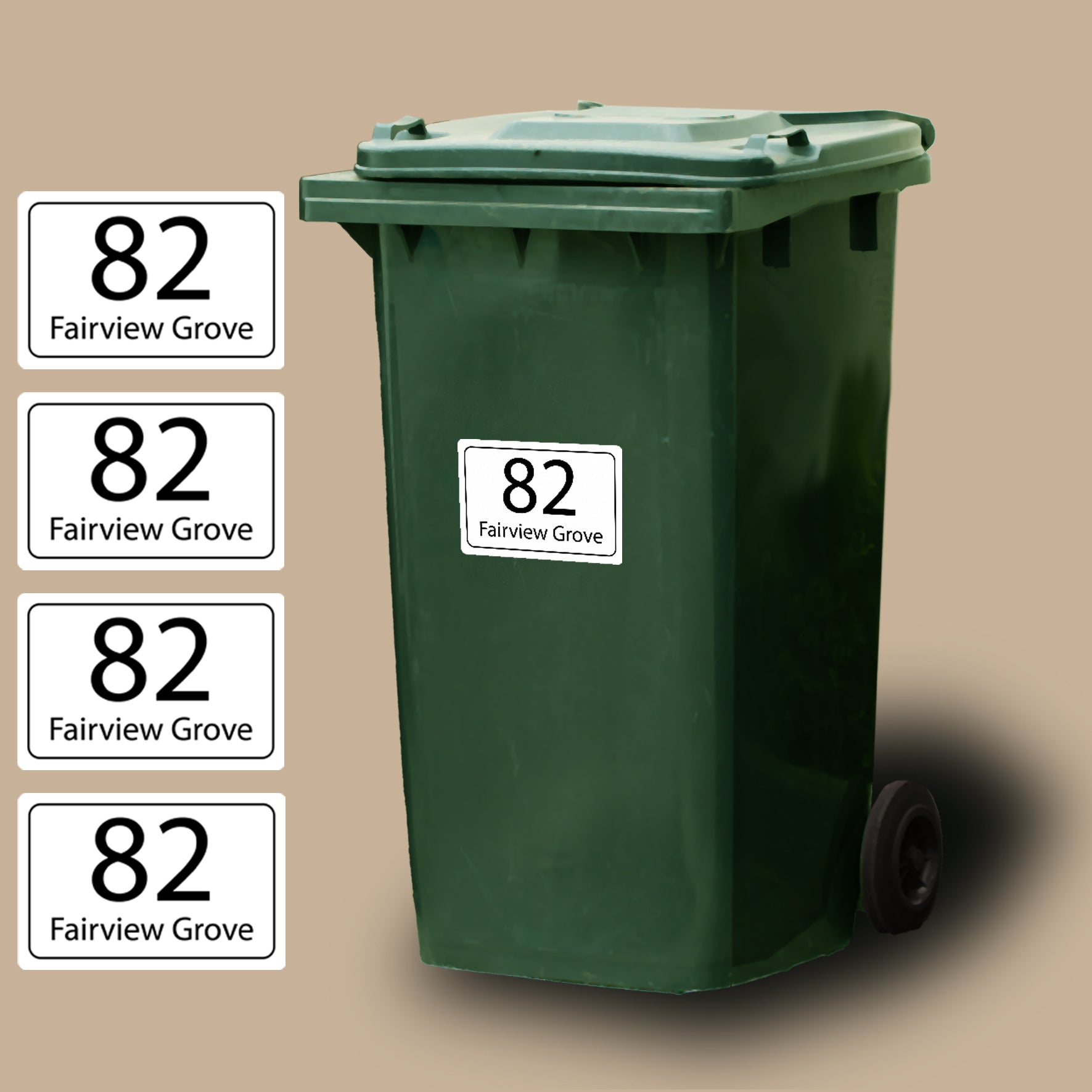 Rectangle Shape Wheelie Bin Number Stickers 150mm x 100mm - 4 Packs ...