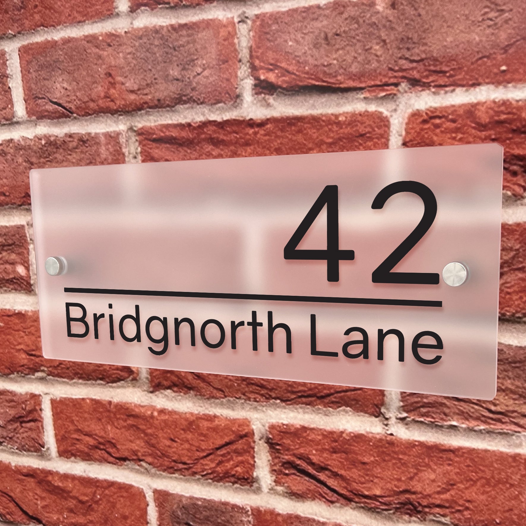 Large Frosted House Number Signs Black Line Style Door Name Plaque ...