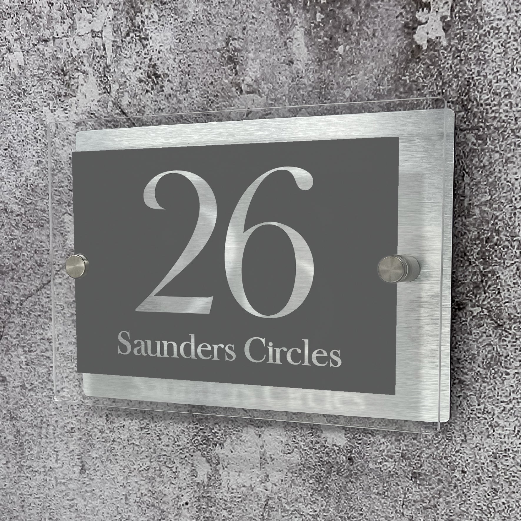 Prestige House Number Signs Grey Rectangle Style Door Name Plaque ...